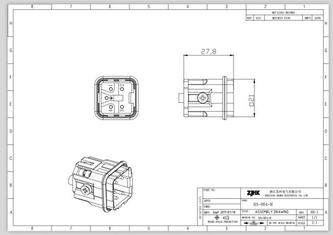 Screw Heavy Duty 4 Pin Connectors Male And Female Connectors Square ...